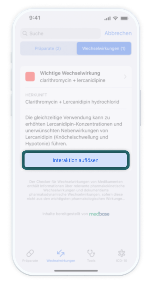 Checker & Auflöser für Wechselwirkungen von Medikamenten